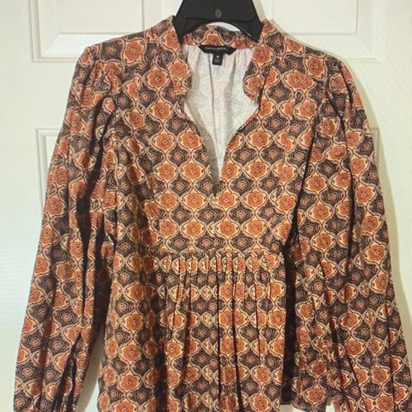 Tops | Womens Geometric Print Top Orange And Black | Poshmark